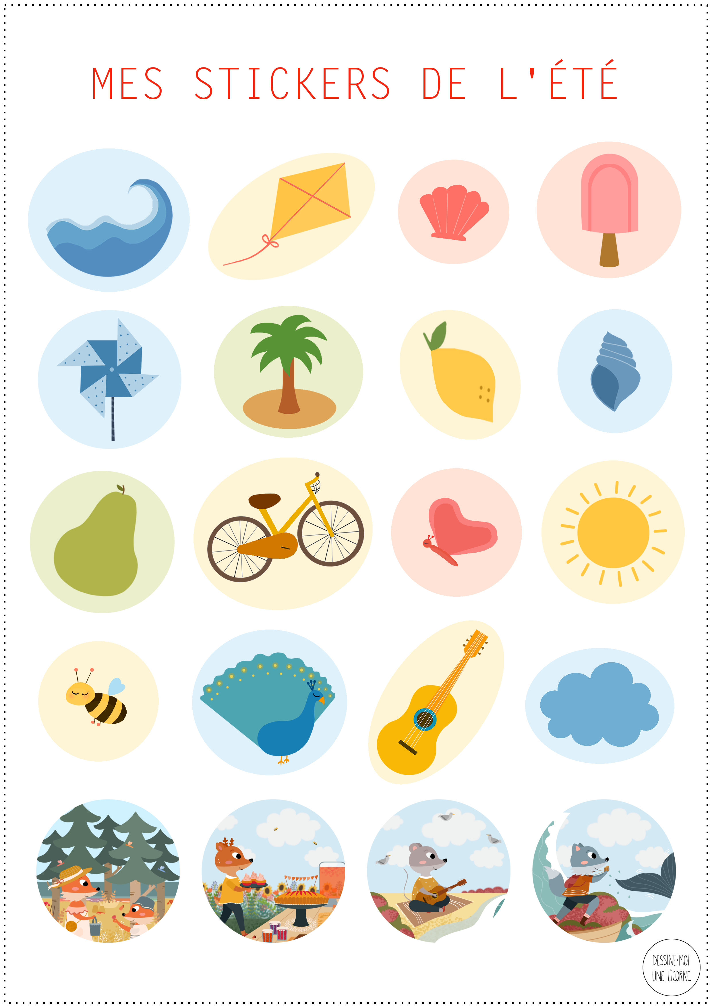 [DIY] Spécial Été – 20 stickers aux couleurs de l’été (stickers à ...