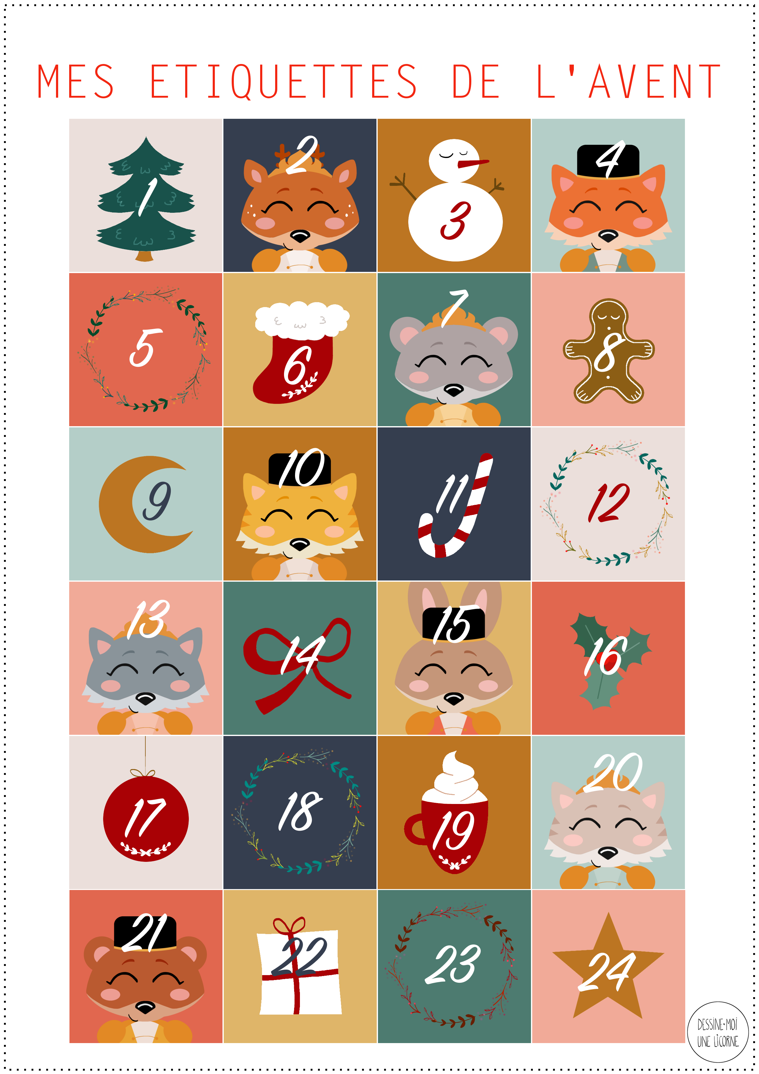 Etiquettes Calendrier De Lavent